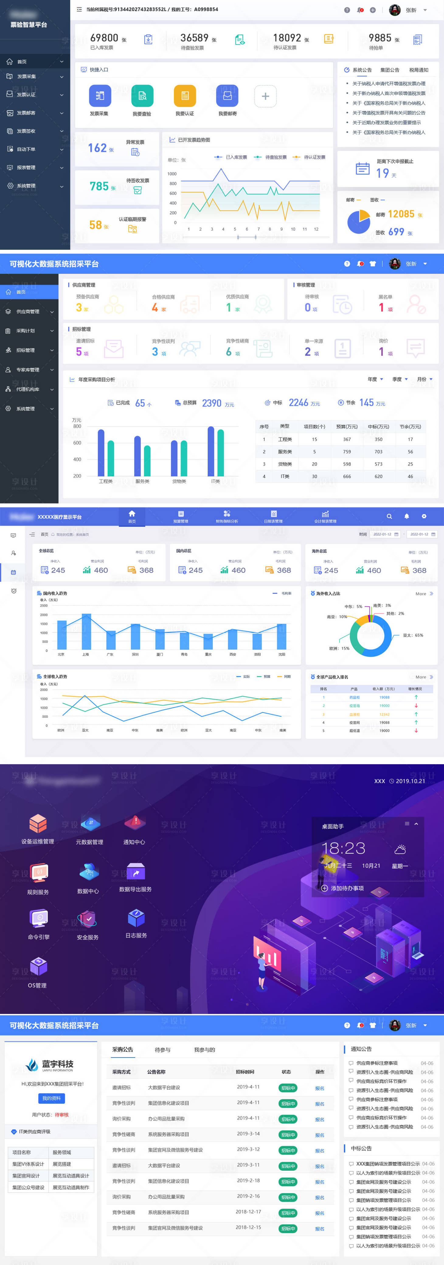 后台管理系统首页汇总PSD其他设计素材海报模板免费下载-享设计