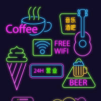 霓虹灯指示牌AI 设计素材和海报模板免费下载-享设计